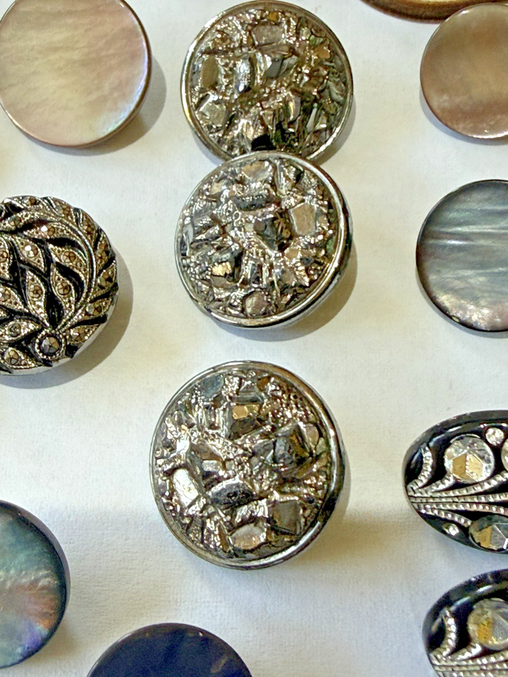 Pretty ornate unusual Buttons in mainly black tones some with gemstones ...