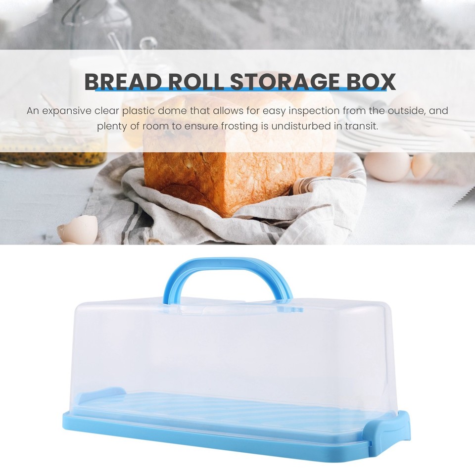 Portable Bread Box with Handle Loaf Cake Container Plastic Rectangular ...