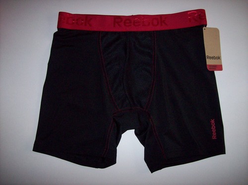 Reebok Underwear Mens Performance Boxer Brief Black/Red Select S M L XL ...