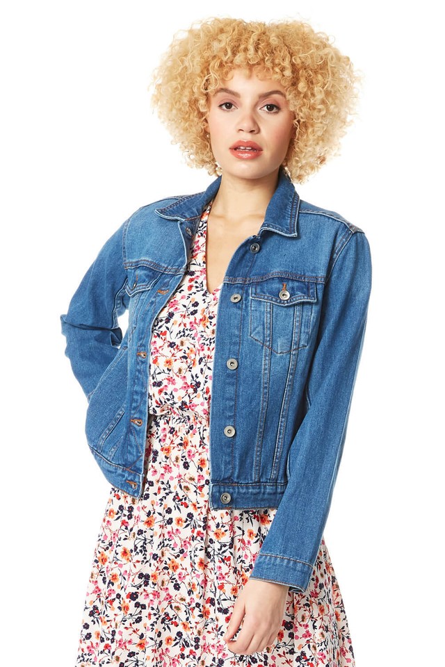 Roman Originals Women Denim Jacket Jean Cotton Summer Stretch Casual ...