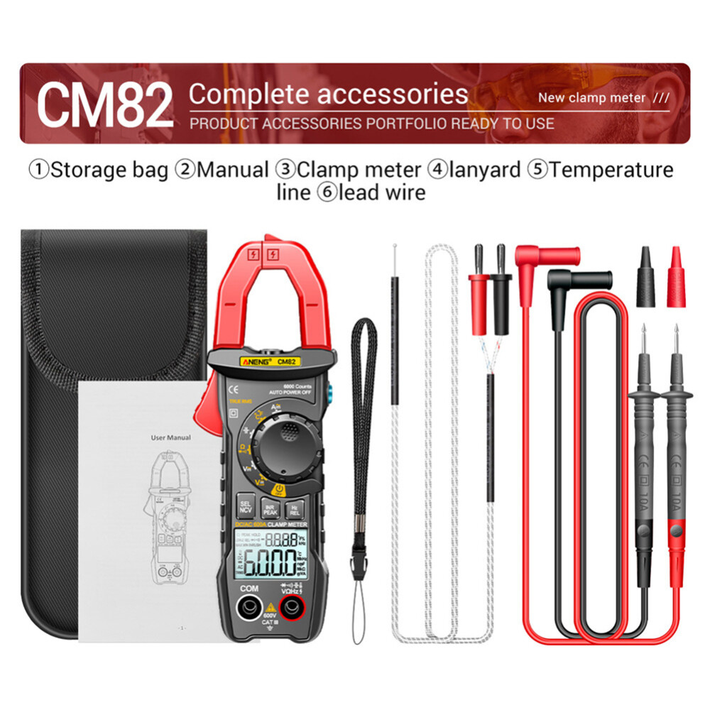 Digital Clamp Meter 6000 Counts Multimeter AC DC Current Volt Voltage ...