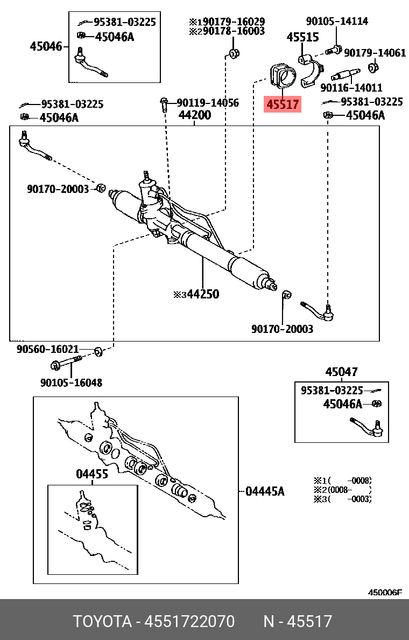 Genuine OE steering rack silent block 4551722070 for TOYOTA 45517-22070 ...