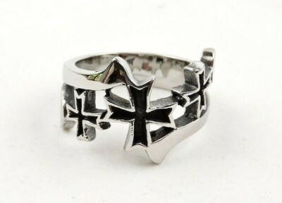 Stainless Steel Triple Cross Ring - Free Gift Packaging | eBay
