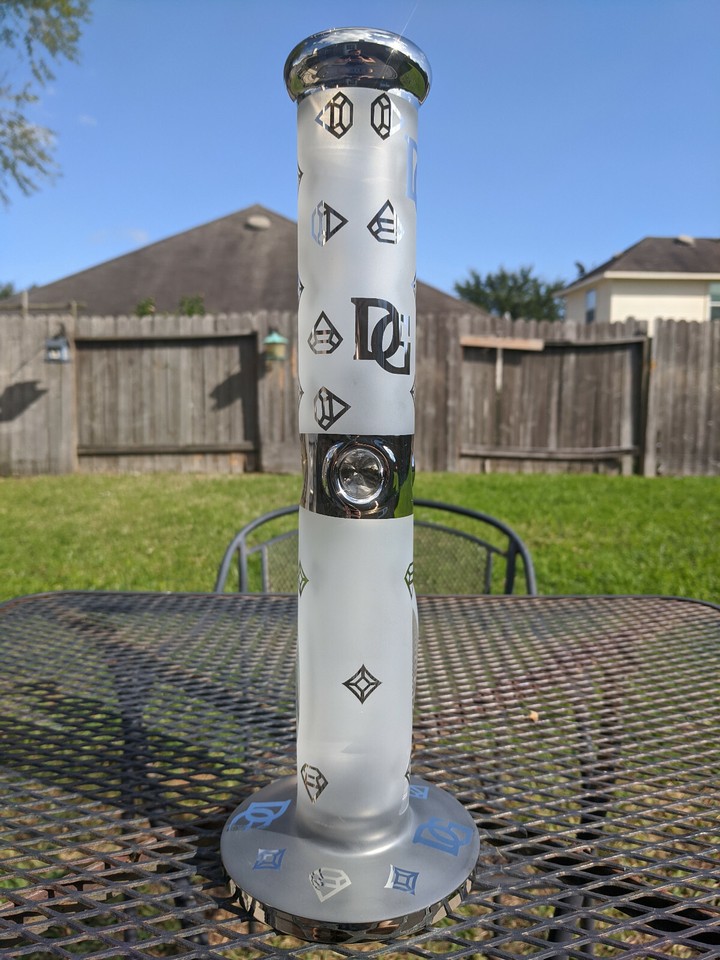 Silver Diamond: Glass Water Straight Pipe Bong - 13" Tall - Sandblasted ...