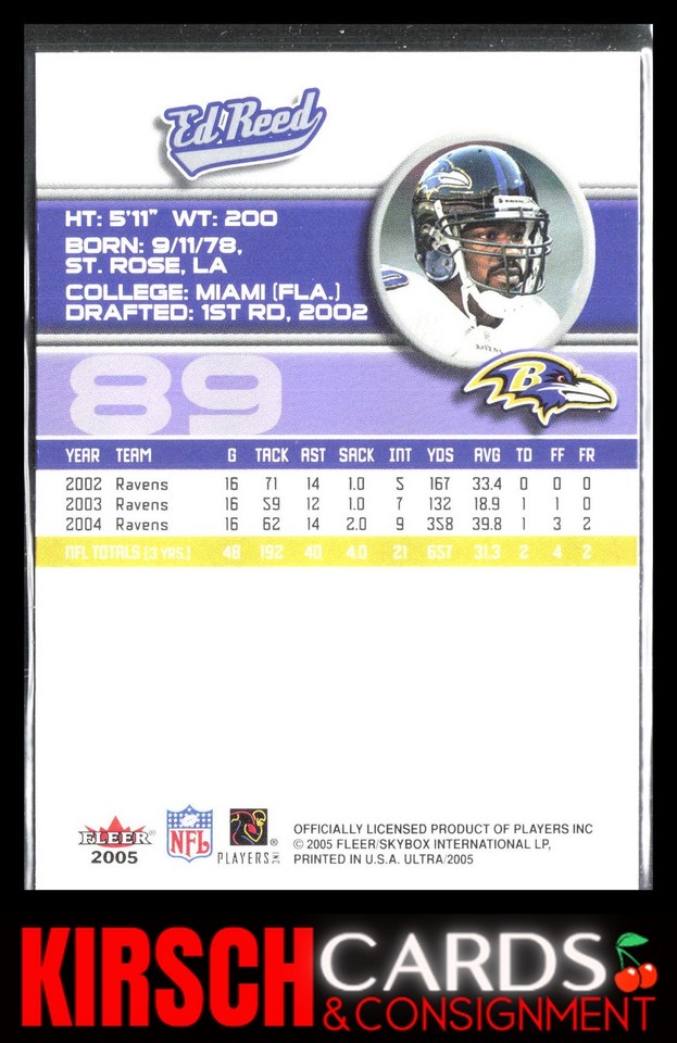 Ed Reed 2005 Ultra #89 Baltimore Ravens | eBay
