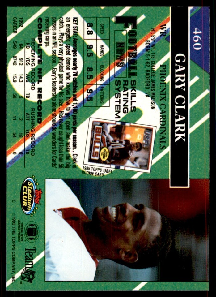 1993 STADIUM CLUB* GARY CLARK PHOENIX CARDINALS #460 | eBay