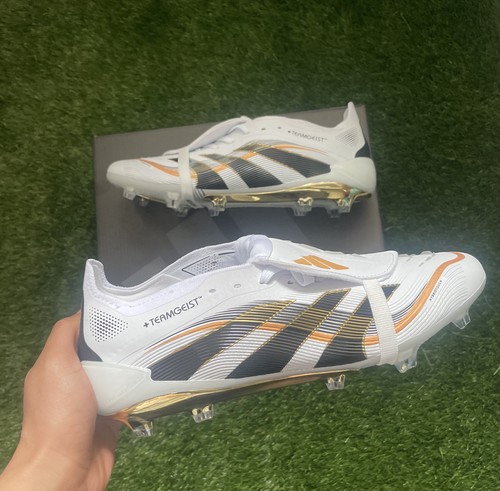 ADIDAS PREDATOR ELITE TONGUE X TEAMGEIST FG / WHITE-GOLD- SIZE 8 UK ...