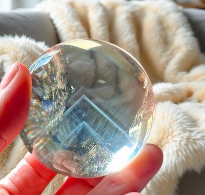 52mm Natural Citrine Sphere | Blue Needle Phantom Pyramids |Gold Leaf ...