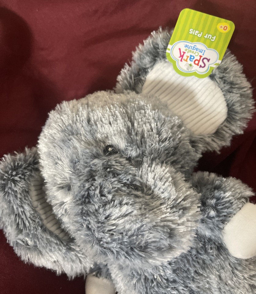 Spark Create Imagine Fur Pals Elephant Plush Crinkle Ears Rattle Gray ...