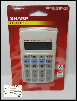 Sharp Basic Calculator 8 Digit Large Display Battery EL231LB | eBay ...