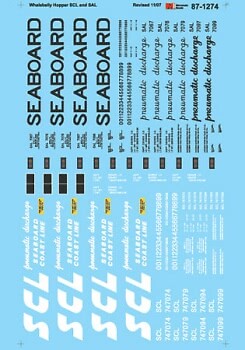 Microscale HO Scale Decals: Whalebelly Hopper, SCL Car Number Series ...
