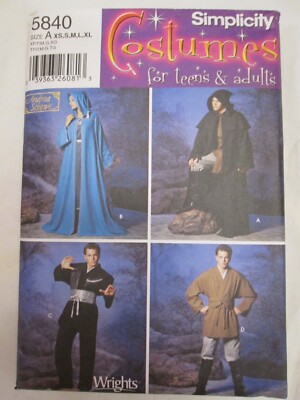 Simplicity 5840 Teen Adult Costume Pattern XS-XL Robe Tunic Sci Fi ...