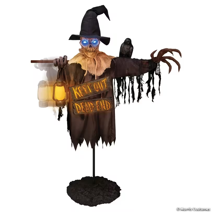 Halloween Animated 78" Scarecrow with Lantern & Sign Decoration Prop ...