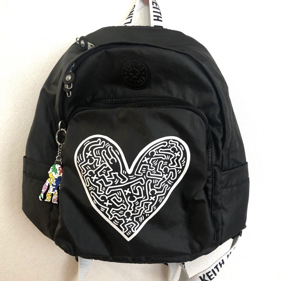 Kipling Keith Haring Delia Heart Backpack Black Nylon - Gem