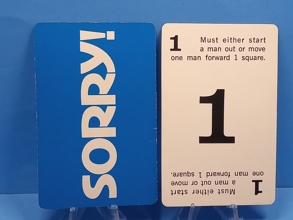 Vintage 1972 Sorry Board Game SINGLE Replacement Cards 2 Versions You ...