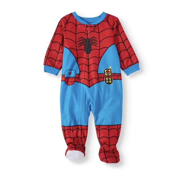 Marvel Super Hero Spiderman Footed Pajamas Fleece Blanket Sleeper Size ...