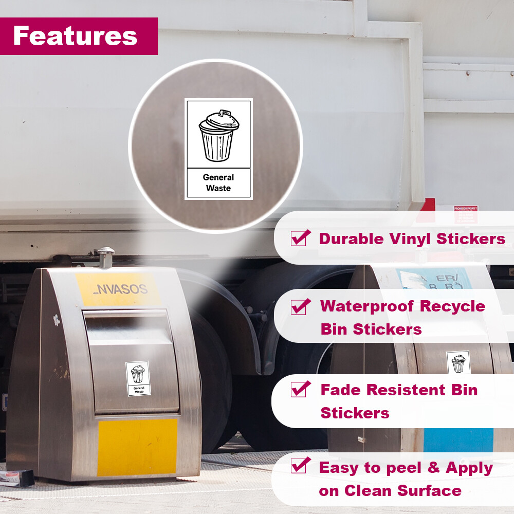 Recycling Bin General Waste Plastics Mixed recycling Stickers ...