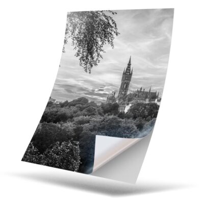 1 x Vinyl Sticker A4 - BW - Glasgow University Sunset Scene #42947 ...
