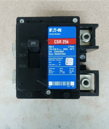 CUTLER HAMMER CSR2200N 2POLE 200AMP 240V 25KA CIRCUIT BREAKER | eBay