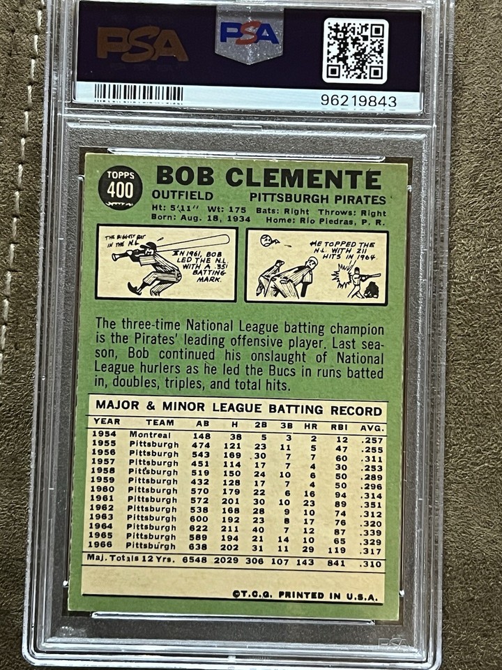 1967 TOPPS BOB ROBERTO CLEMENTE CARD #400 PSA 6 NM-MT PITTSBURGH ...