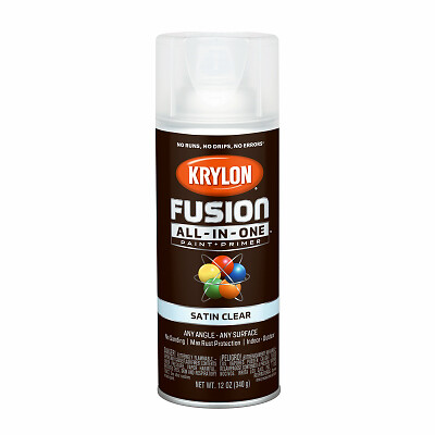 6 PAK Fusion All-In-One; 12 OZ; Clear; Satin Spray Paint & Primer ...