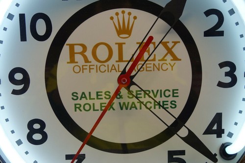 ROLEX NEON WALL CLOCK. PRISTINE & MINT. 24" DIAMETER! INCREDIBLE CLOCK ...