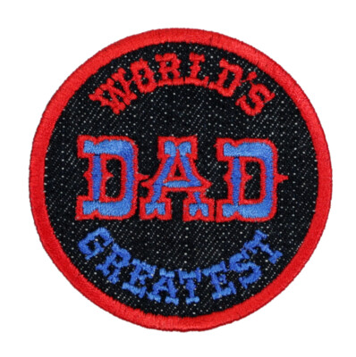 World's Greatest Dad Embroidered Patch Black/Red Iron-On Sew-On Hat ...