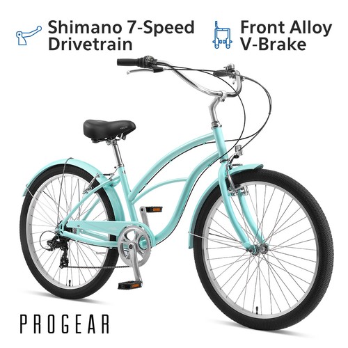 2022 Progear Malibu S7 Shimano 7-Speed Ladies Beach Cruiser Bike 26 ...
