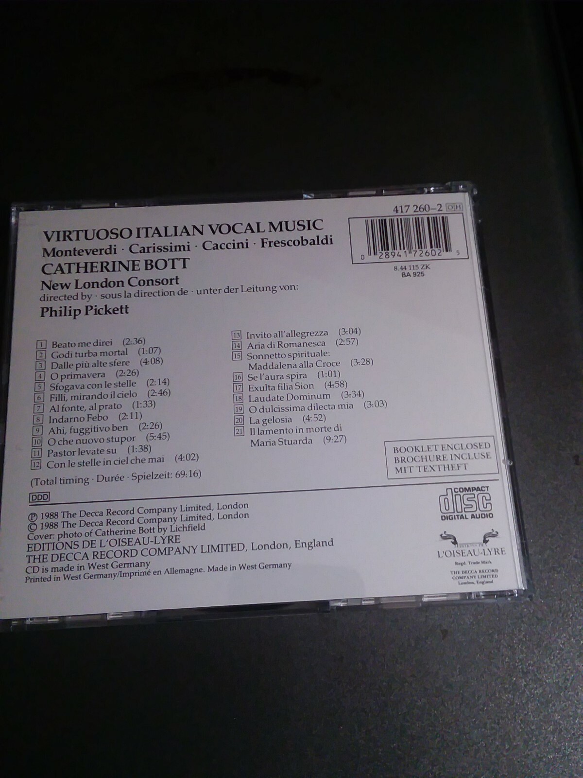 CATHERINE BOTT CD VIRTUOSO ITALIAN VOCAL MUSIC | eBay