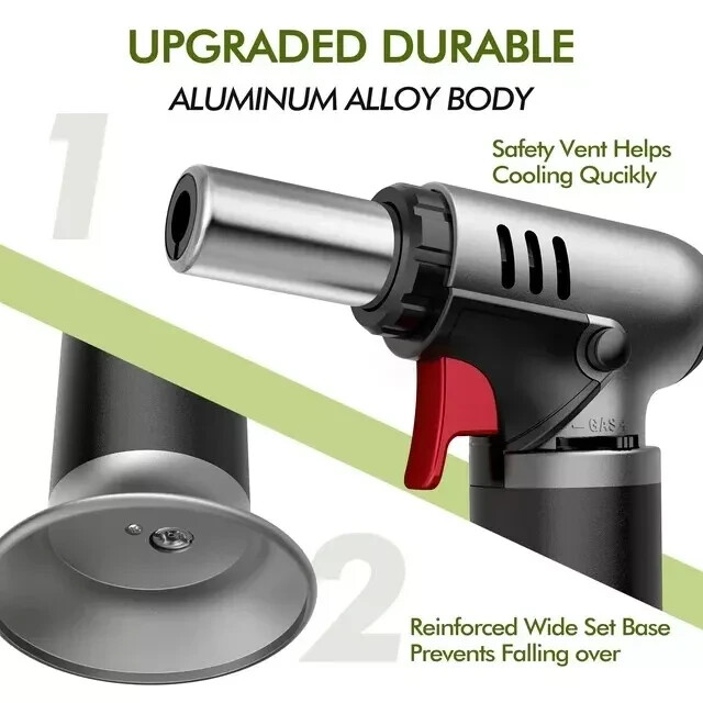 Homitt Butane Torch with Fuel Gauge, Refillable Soldering Cooking Torch ...