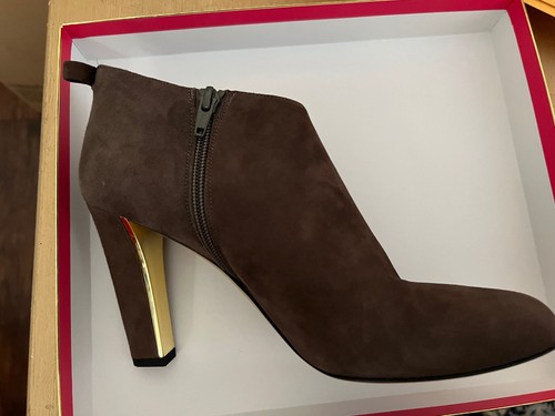 Kate Spade Dark Taupe Netta Brown Beige Heel Booties Sz 10 | eBay