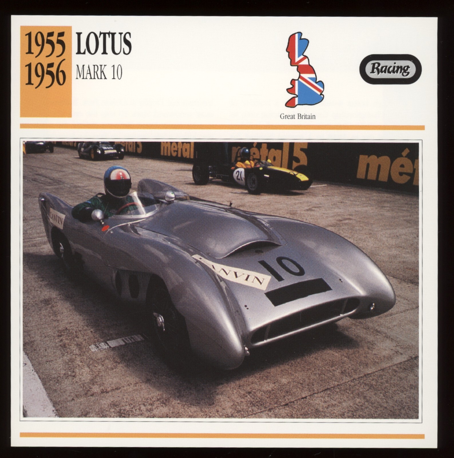1955 1956 Lotus Mark 10 Racing Classic Cars Card | eBay