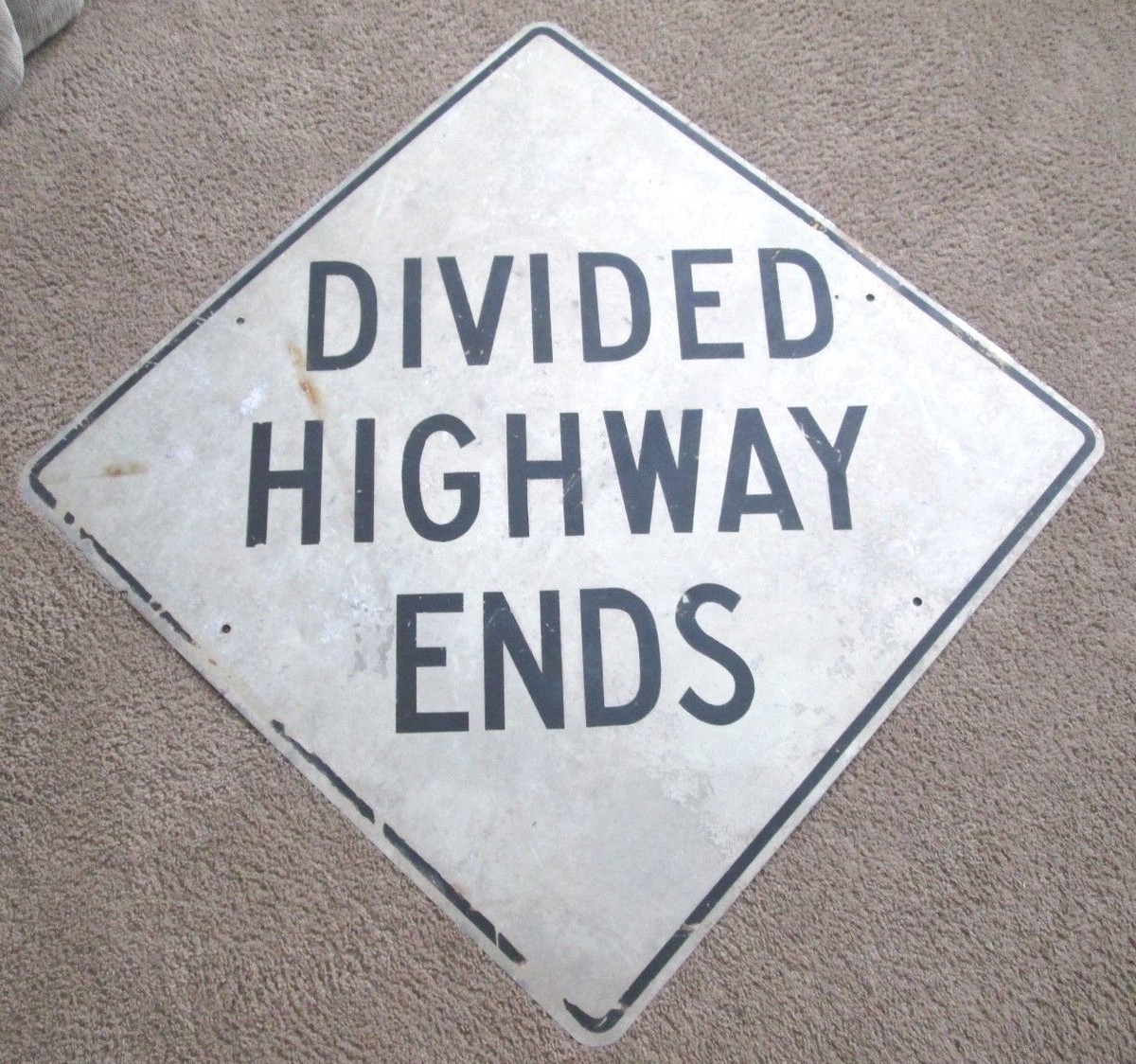 Divided Highway Ends Sign