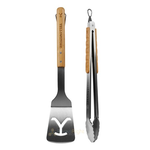 Proud Grill Yellowstone 2 Pc Stainless Steel BBQ Tool Set Spatula ...
