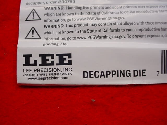 Lee 90292 Universal Depriming and Decapping Die for sale online | eBay