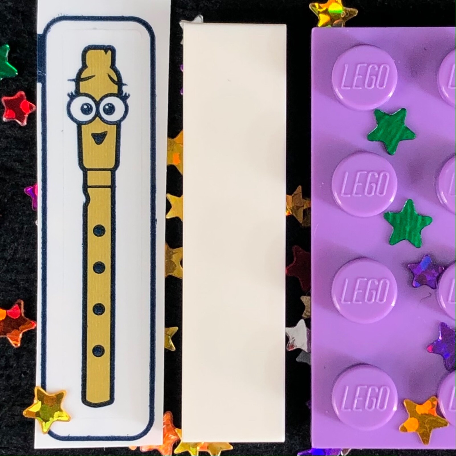 NEW LEGO White Recorder Flute Smile Face Music 41252 Sticker 1x4 Tile ...