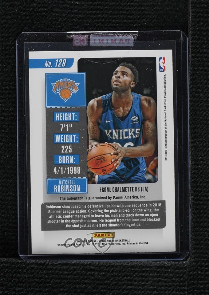 2018-19 Panini Contenders Variation Mitchell Robinson #129 Rookie Auto ...
