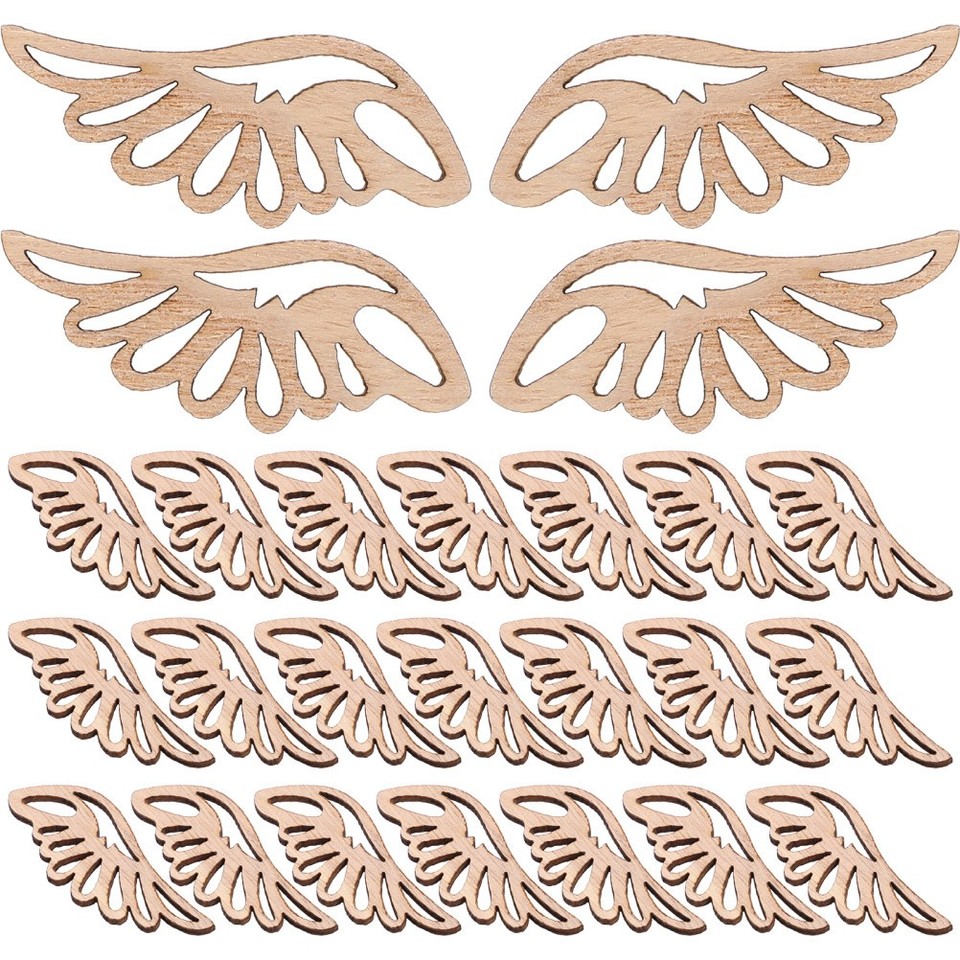 50pcs Unfinished Wooden Angel Wings Shapes Tags Crafts Wood Cutouts for ...