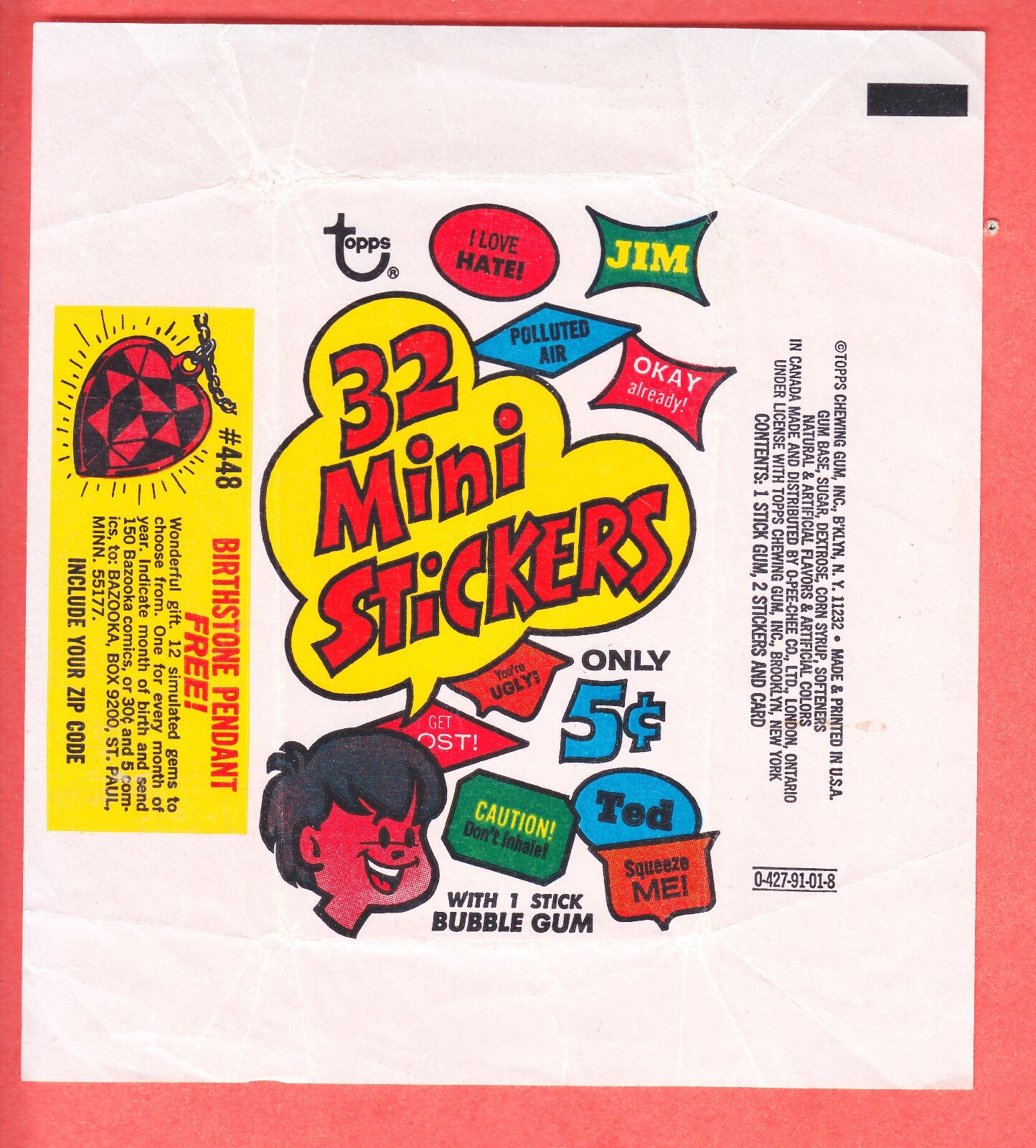 1968 TOPPS 32 MINI STICKERS 5 Cent WRAPPER NM/MT | eBay