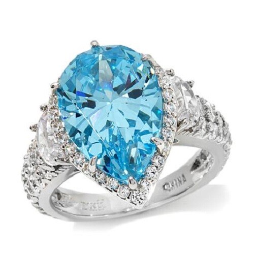 Jean Dousset 6.52ct Absolute™ Simulated Aquamarine Pavé Sterling Silver ...