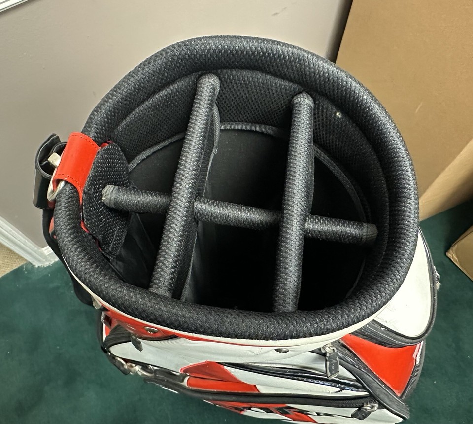 Akira White/Red/Black Staff Bag w/ Rain Cover, Extra Strap, & 6-Way ...