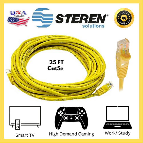 STEREN 25 FT CAT5e Ethernet Cable, High Speed Patch Cord, Gigabit LAN ...