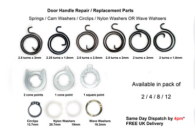 Door Handle Repair Parts Springs/ Cam Washers/ Circlips Nylon/ Wave ...