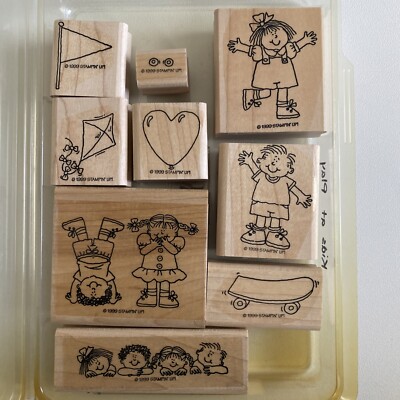Stampin' Up! Kids at Play 9pc Rubber Stamp Set-Kite Skateboard Flag | eBay