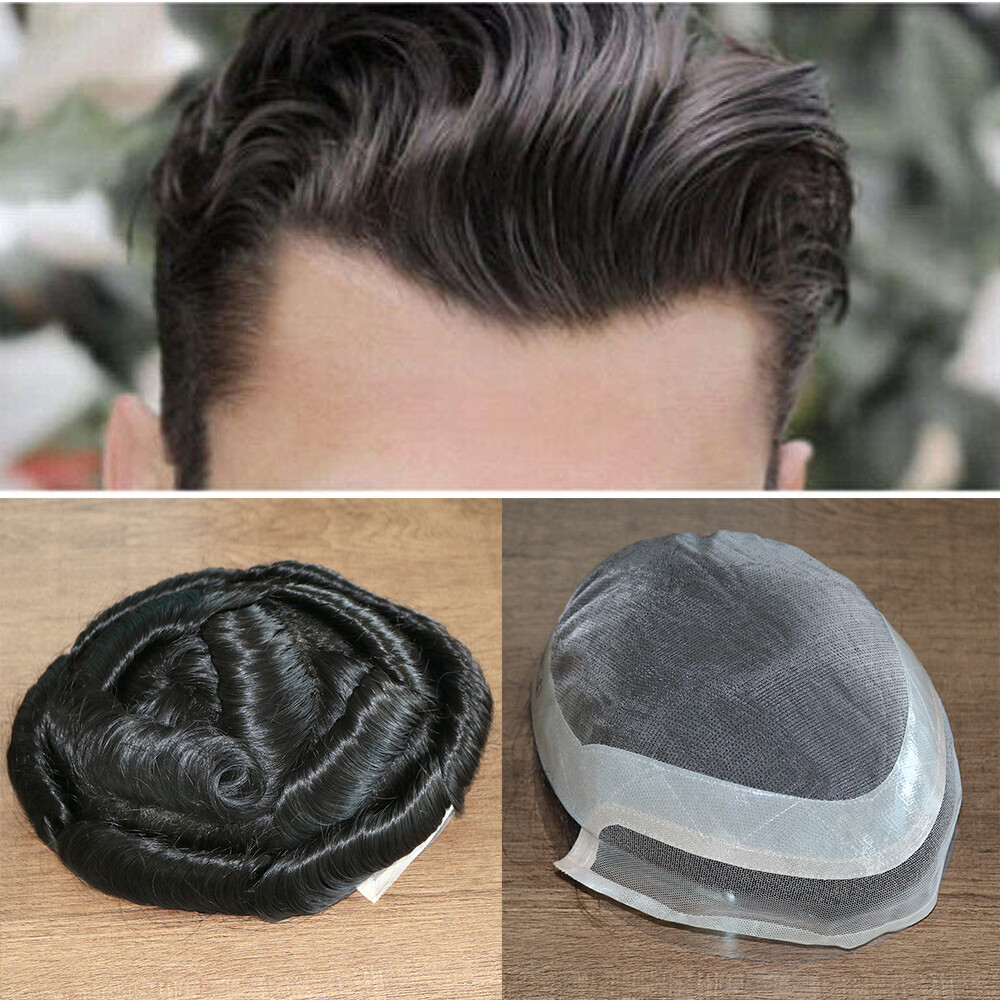 Male Hair Prosthesis Lace Front Mono Top Durable Toupee Men Wig 100% ...