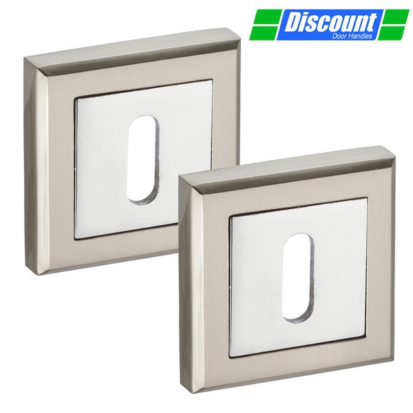 Duo Chrome Finish Square Standard Keyhole Cover Escutcheon (Pairs) | eBay