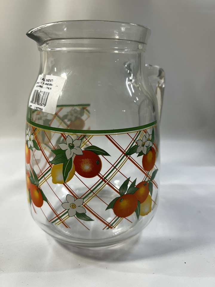 Vintage Cerve Glass Pitcher 8” Made in Italy ~with ice Chiller Insert ...