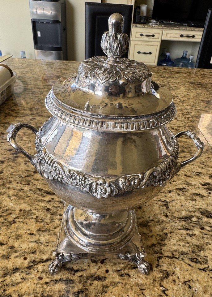 EDWARD LOWNES PHILADELPHIA, PA C. 1820 COIN SILVER 11" SAMOVAR SUGAR ...