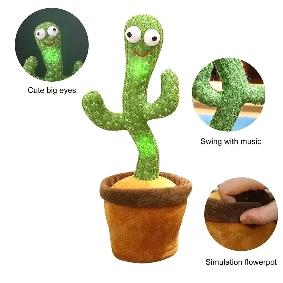 Dancing Cactus Repeat Talk Sing Glow Interactive Plush Toy for Kids | eBay