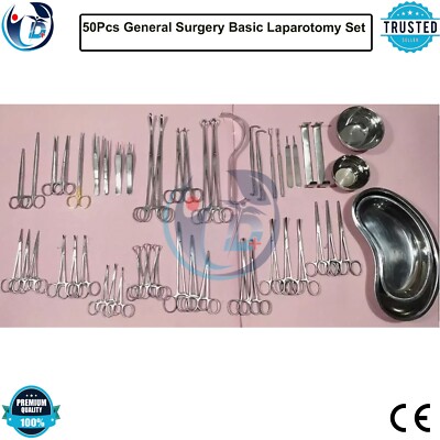 50Pcs General Surgery Basic Laparotomy Surgical Instruments Set Premium ...